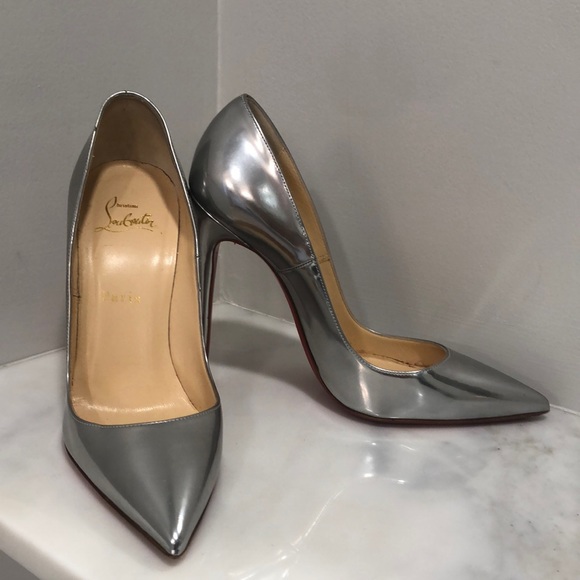 Christian Louboutin | Shoes | Christian Louboutin Silver Heels | Poshmark